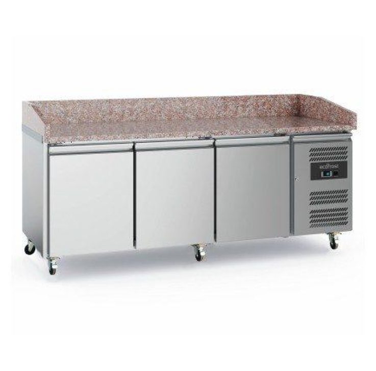 Ecofrost 3 Door Granite Refrigerated Pizza Prep Counter with wheels ...