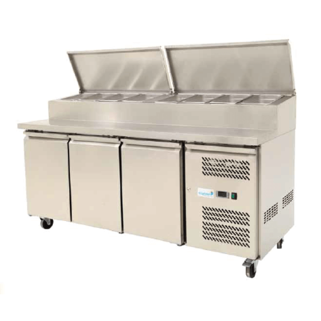 Kingfisher 2 Door Granite top refrigerated prep counter with toppings ...