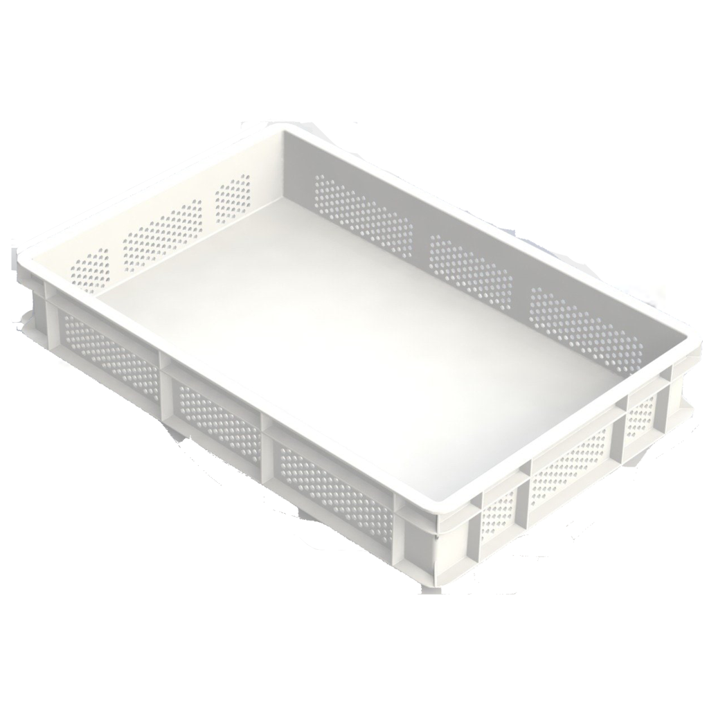 Euro Pizza Dough Tray 600 x 400 x 100H Perforated Sides Solid Base - CaterServeUK